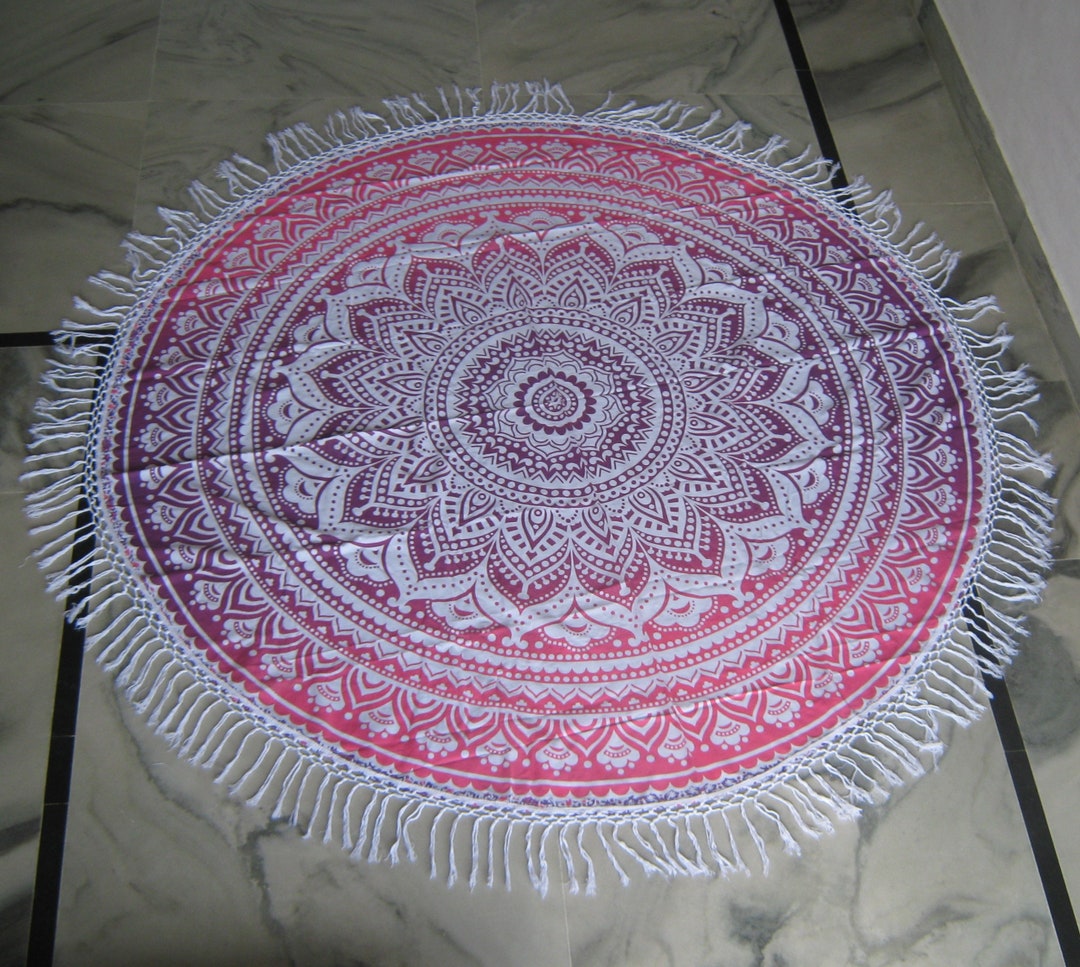 Bohemian Mandala Round Tapestry Indian Yoga Mat Beach Throw Roundie ...