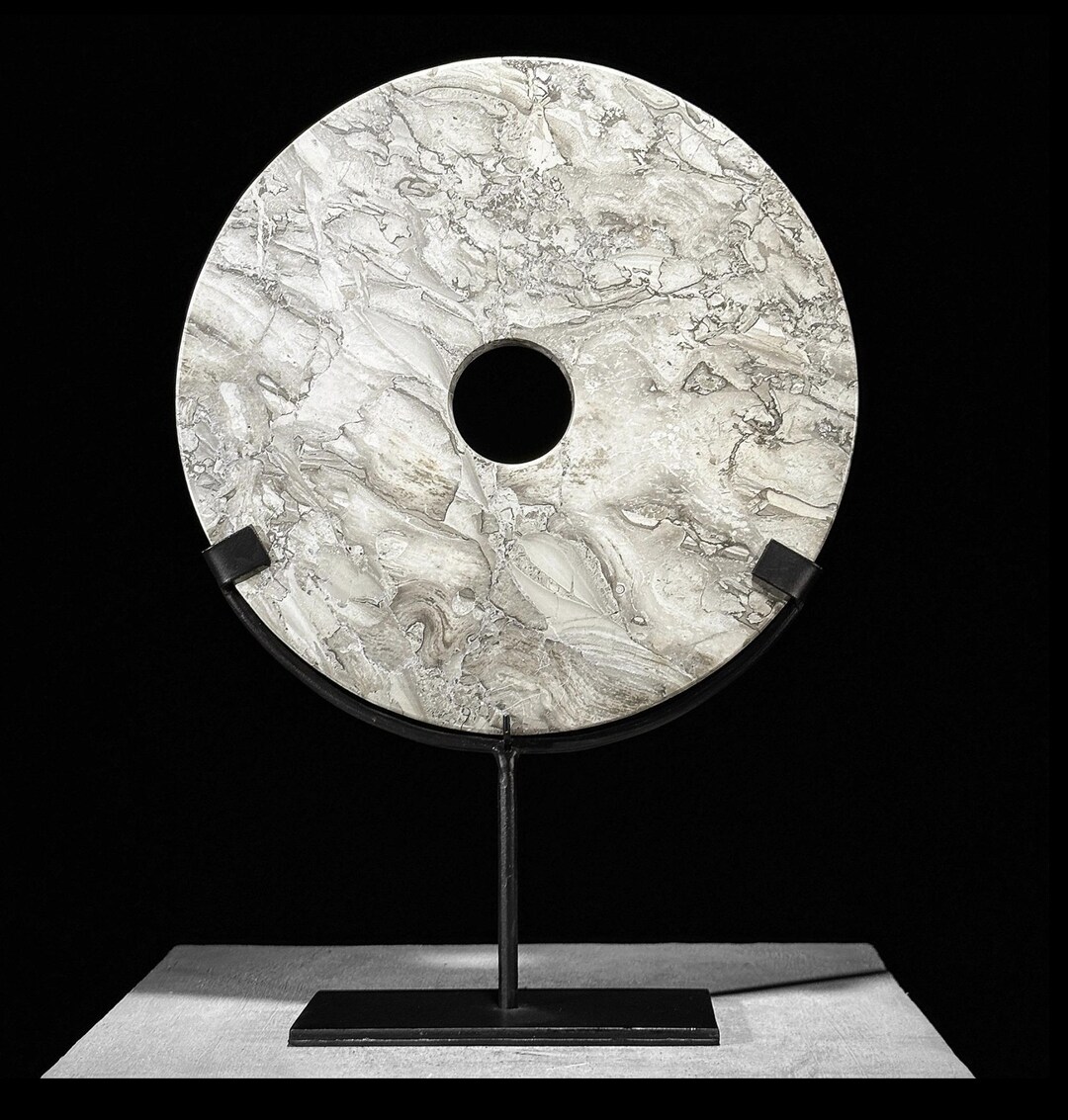 Decorative Gray Marble Disc on a Custom Stand Indonesia - Etsy