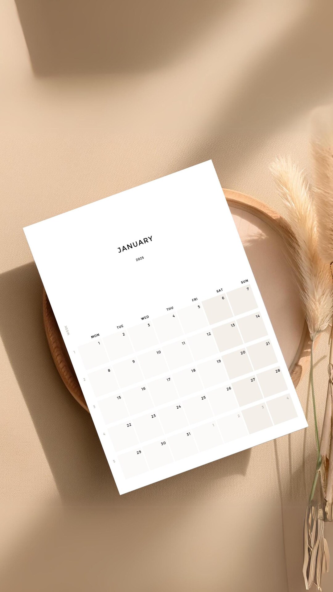 Minimalist Printable Calendar | Daily, Weekly, Monthly PDF Planner ...