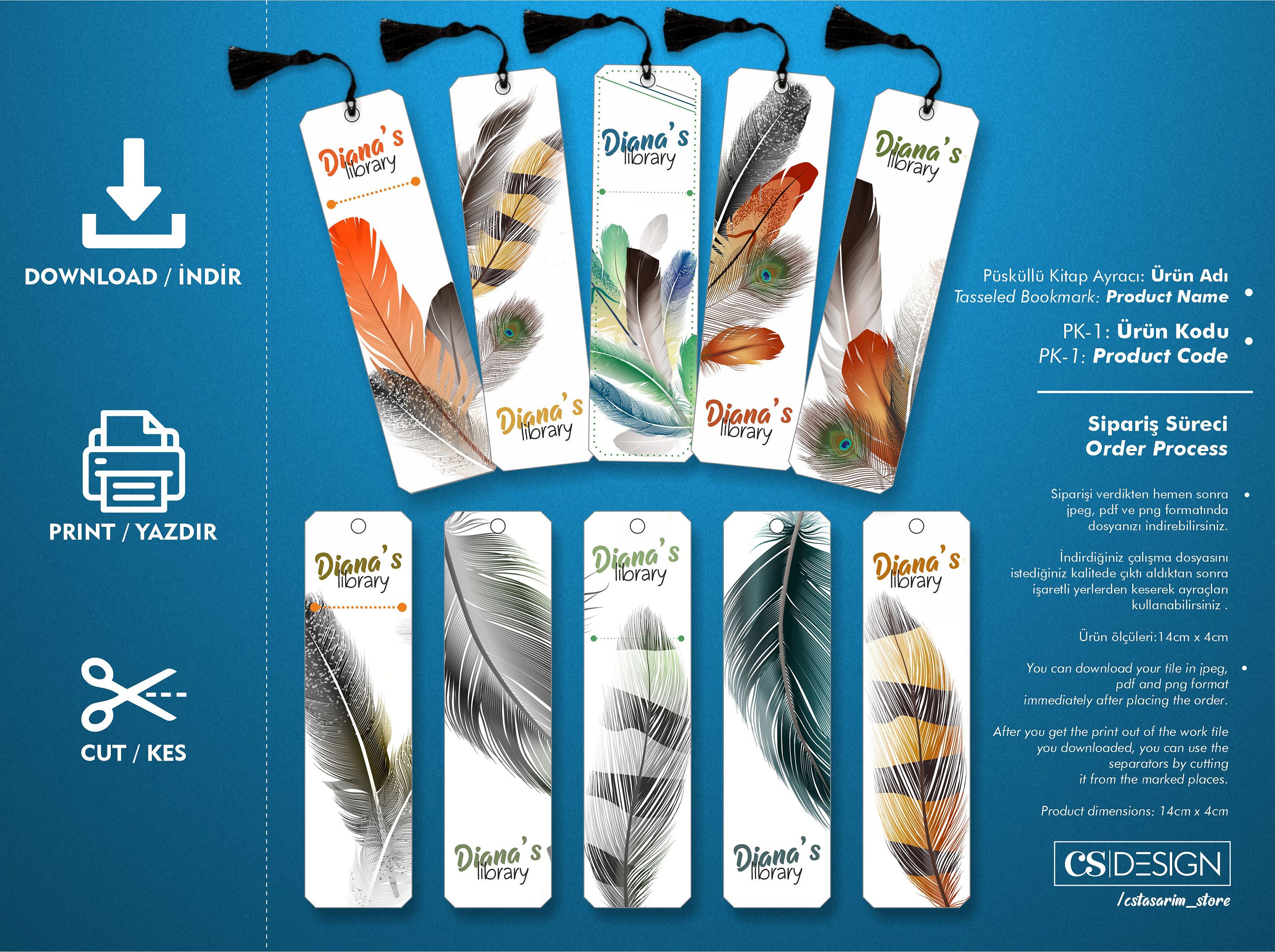 Printable Bookmarks Template Personalized Bookmark Digital - Etsy