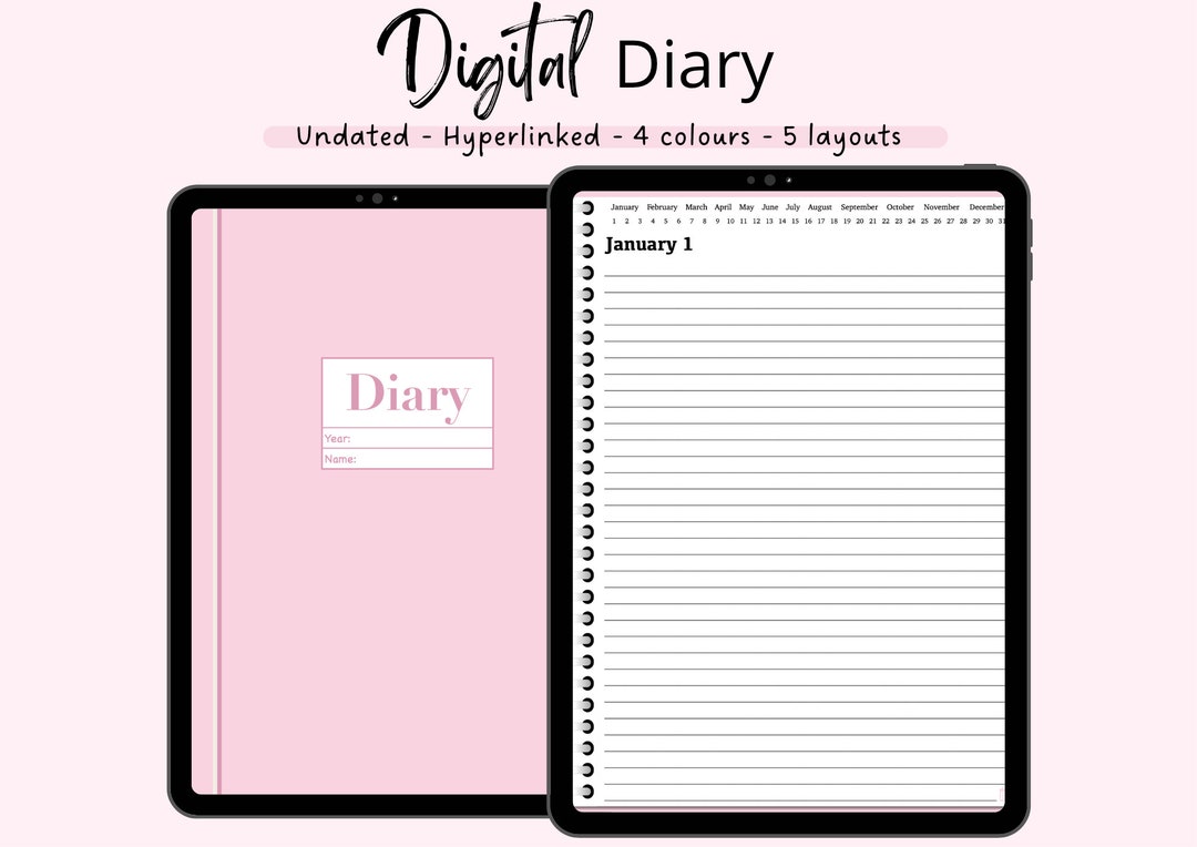 Digital Diary | Hyperlinked | Goodnotes | iPad Journal - Etsy