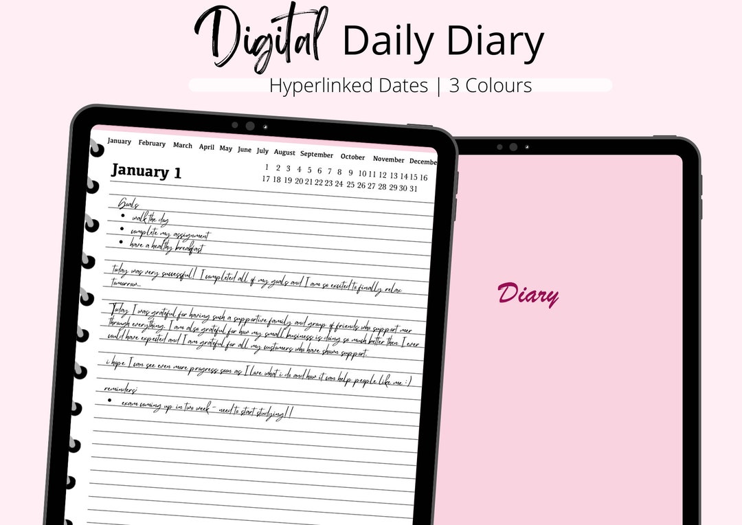 Digital Daily Diary | Hyperlinked | Goodnotes | iPad Journal - Etsy