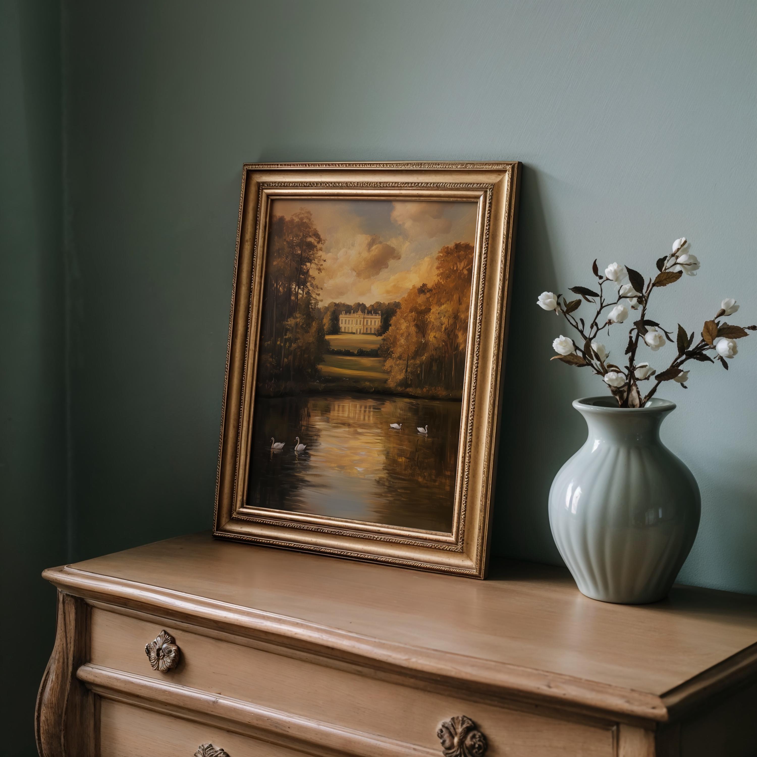 Pemberley Manor Wall Art – Jane Austen Country House Printable, Moody ...