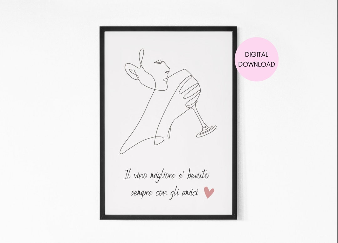 Italian Wine Quote Poster | Digital Download Wall Art | Italian Sayings ...