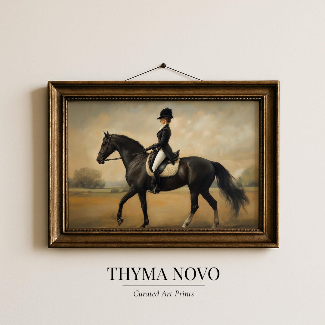 Elegant Lady Rider Horseback Riding Wall Art in English Countryside ...