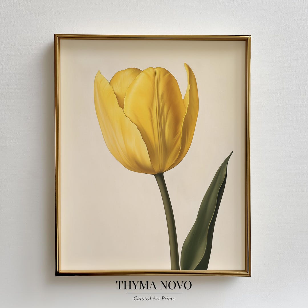 Vintage Yellow Tulip Printable Wall Art - Simple Floral Art, Dutch ...