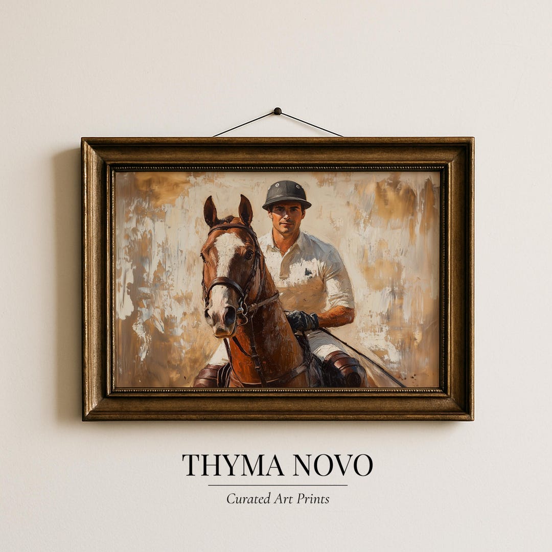 Vintage Polo Player Portrait - Rustic Equestrian Wall Art, Classic ...
