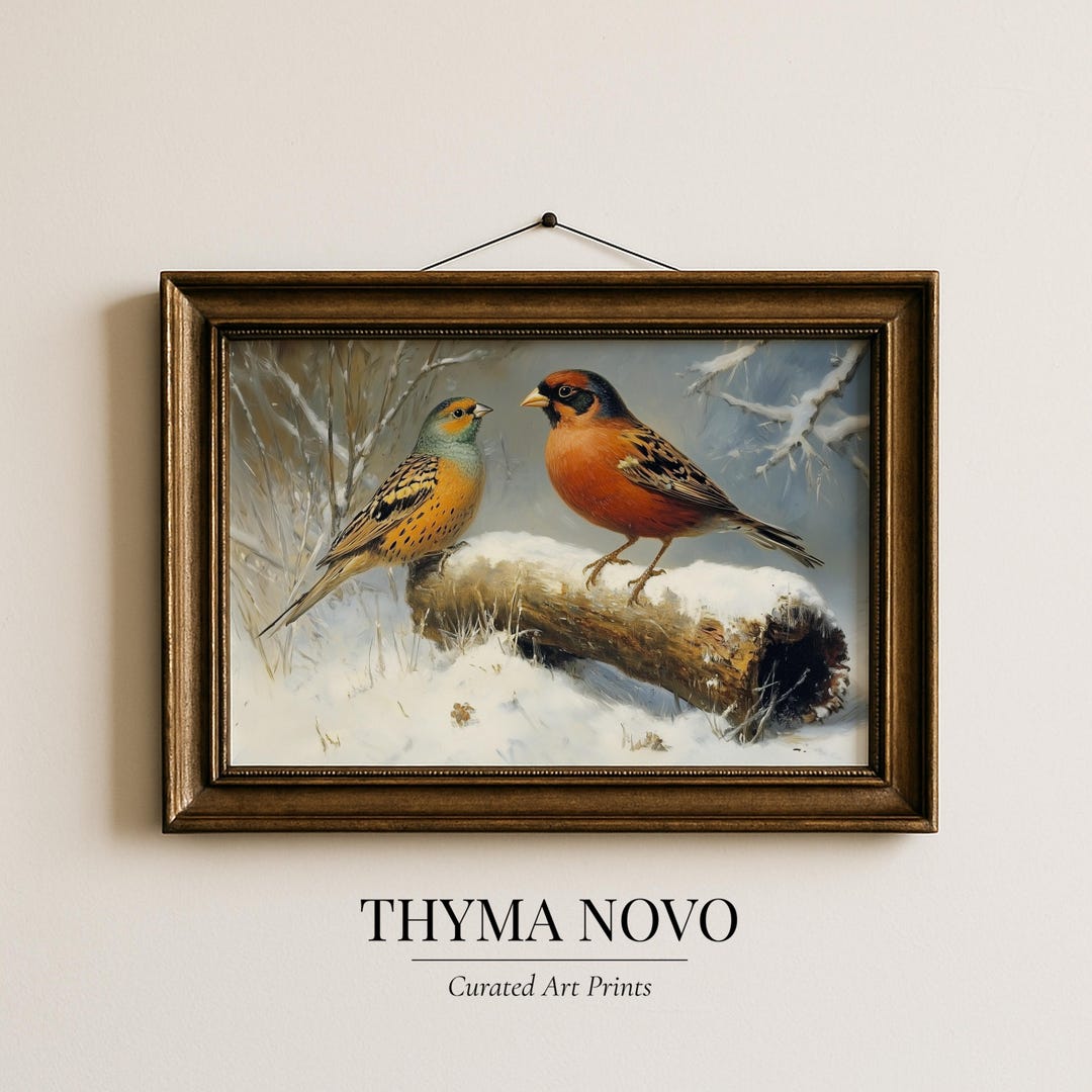 Vintage Winter Songbirds - Printable Winter Wall Art, Two Birds on ...