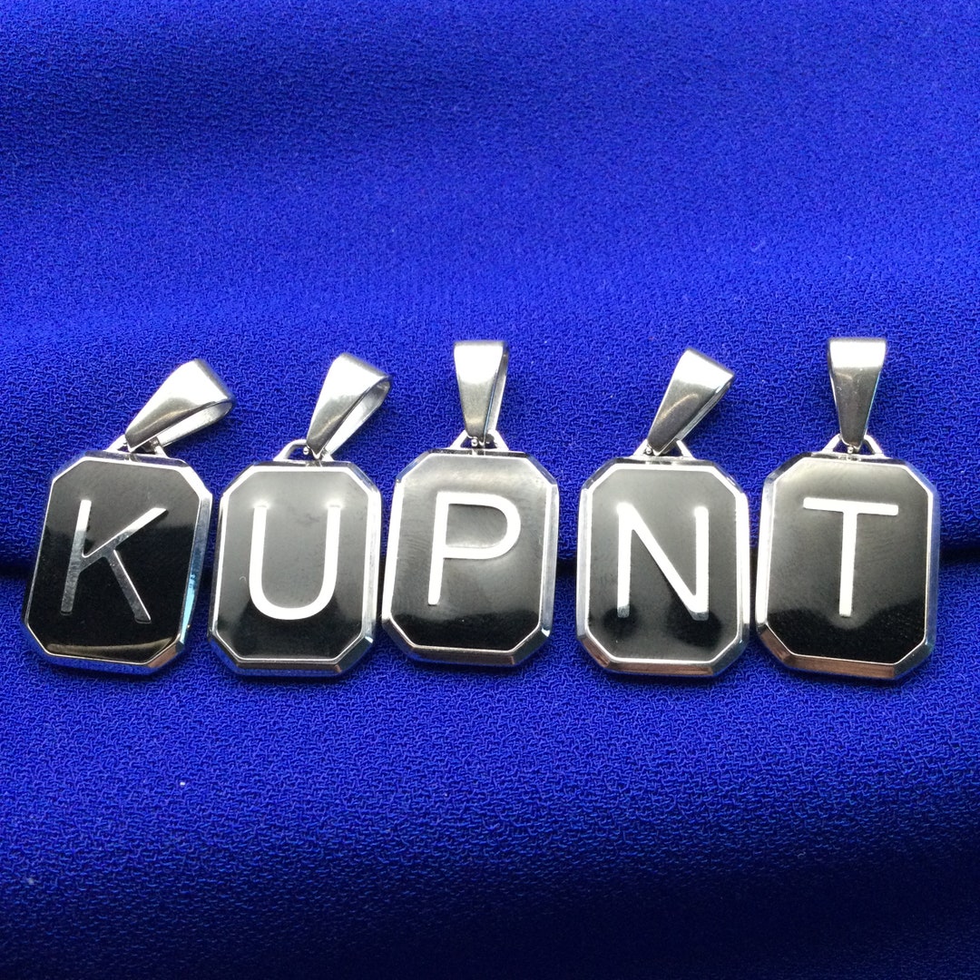 ADD ON Initial Letter , Medal Silver Initial Letter Pendant ,christmas ...