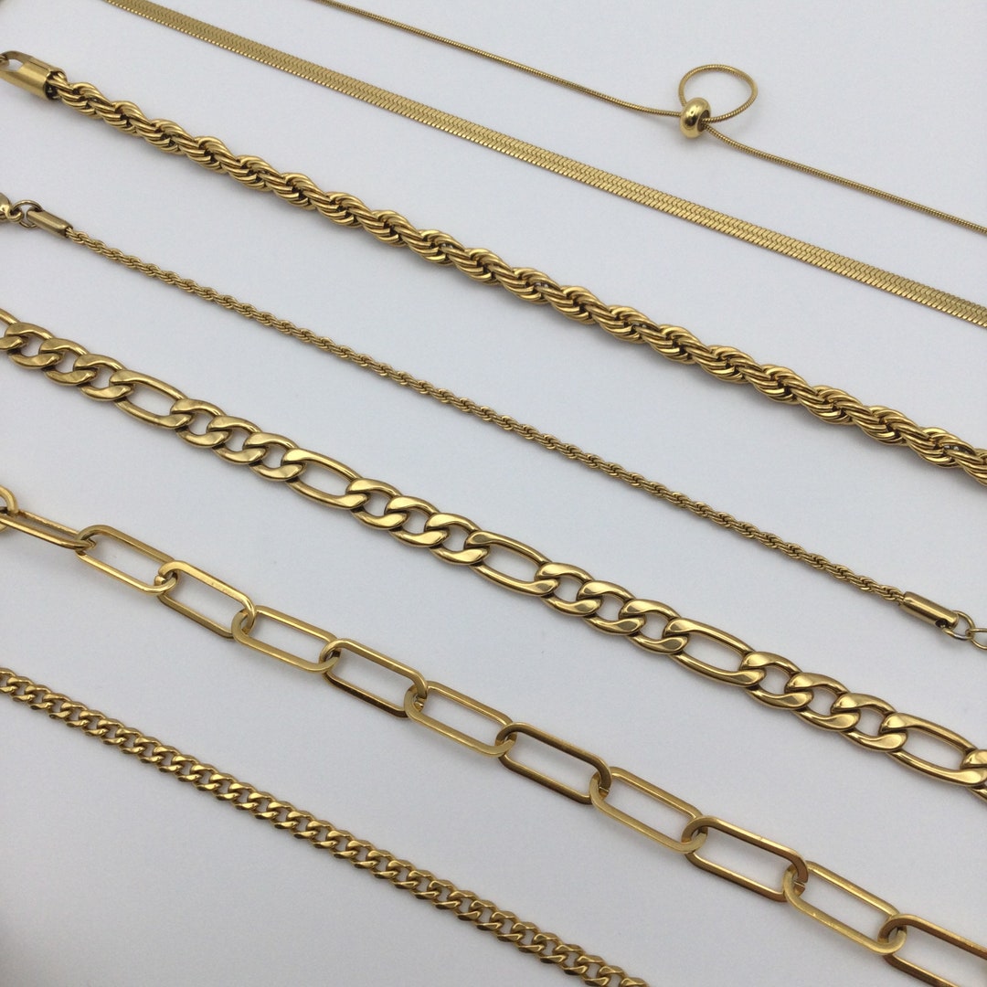 18K Gold Plated Chain Bracelet,paperclip,herringbone Chain,mother's Day ...