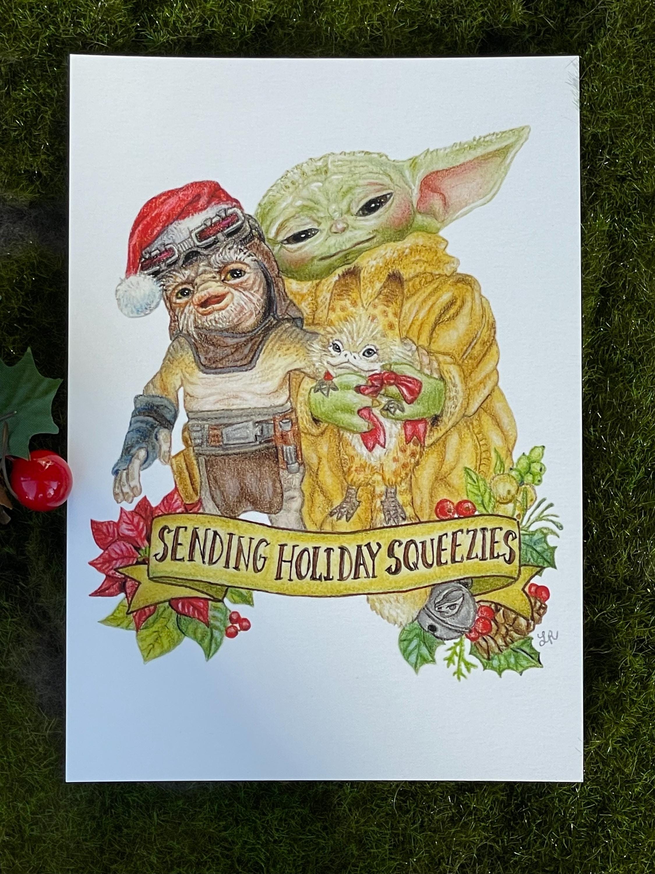 Christmas Grogu & Babu Frik Art Print: Star Wars Loth-cat (5x7) - Etsy