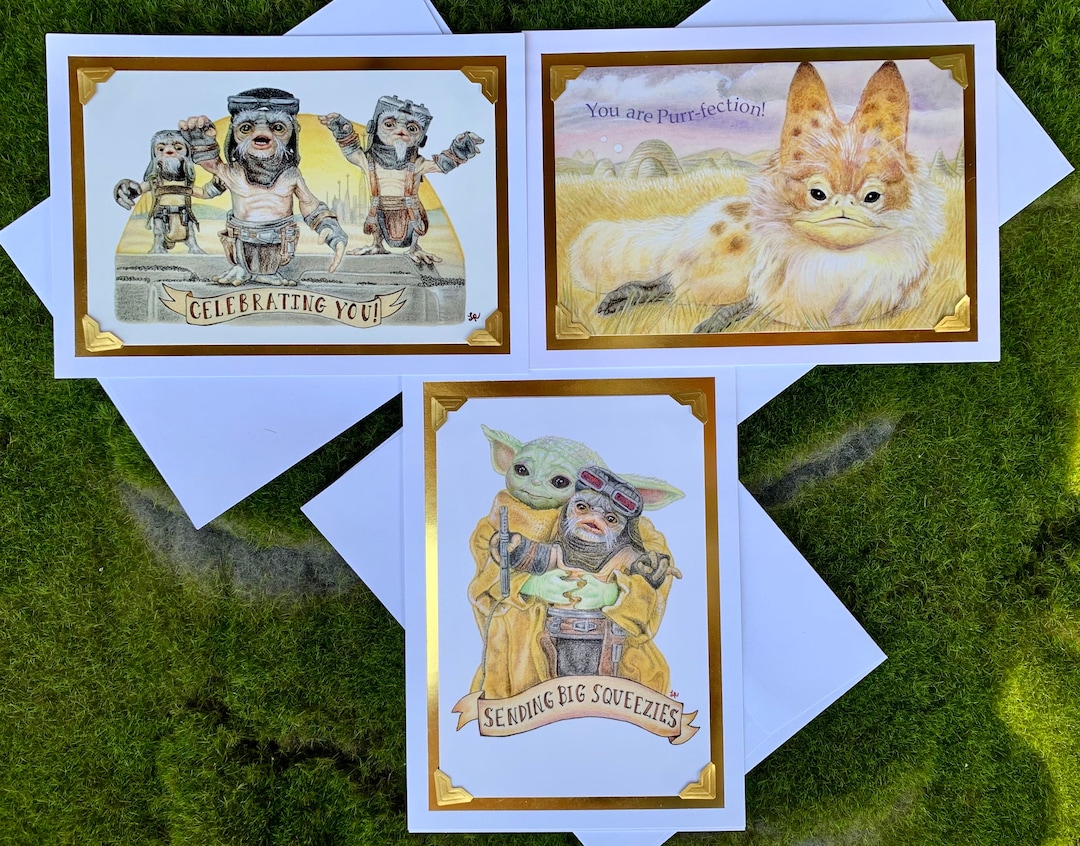 Star Wars Creature Greeting Cards: Loth-cat, Grogu, Babu Frik With Mini ...