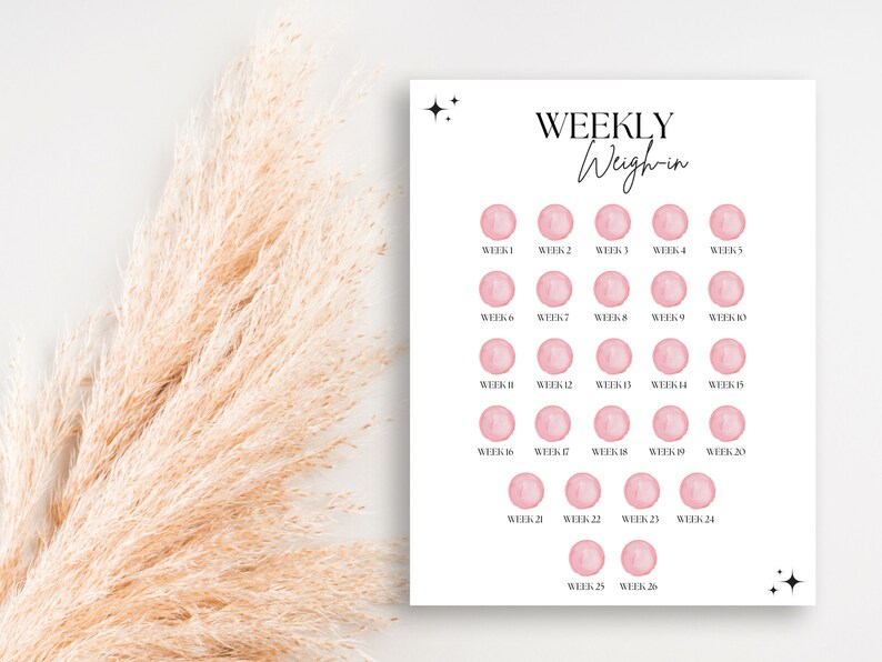 Weekly Weigh in Tracker, Printable Weight Loss Tracker, Pounds Lost ...