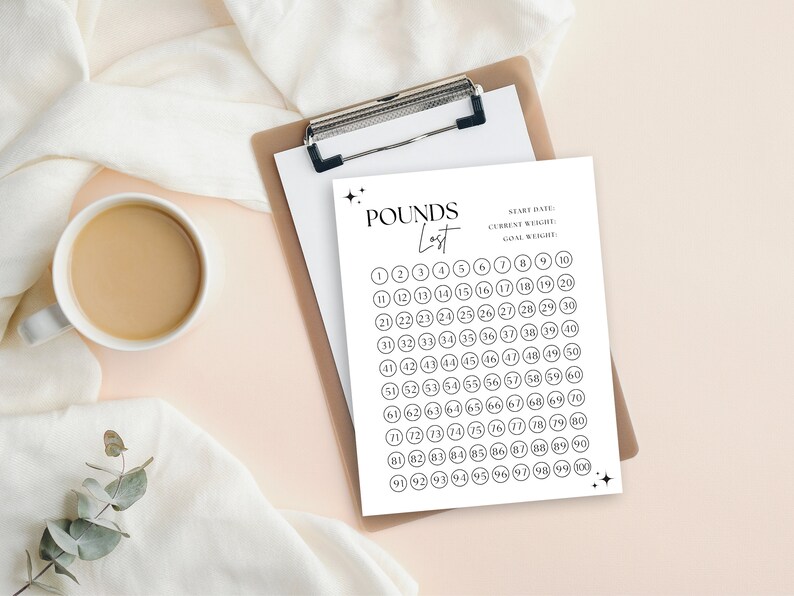 Printable Weight Loss Tracker, 100lbs, Pounds Lost Tracker, Weight ...