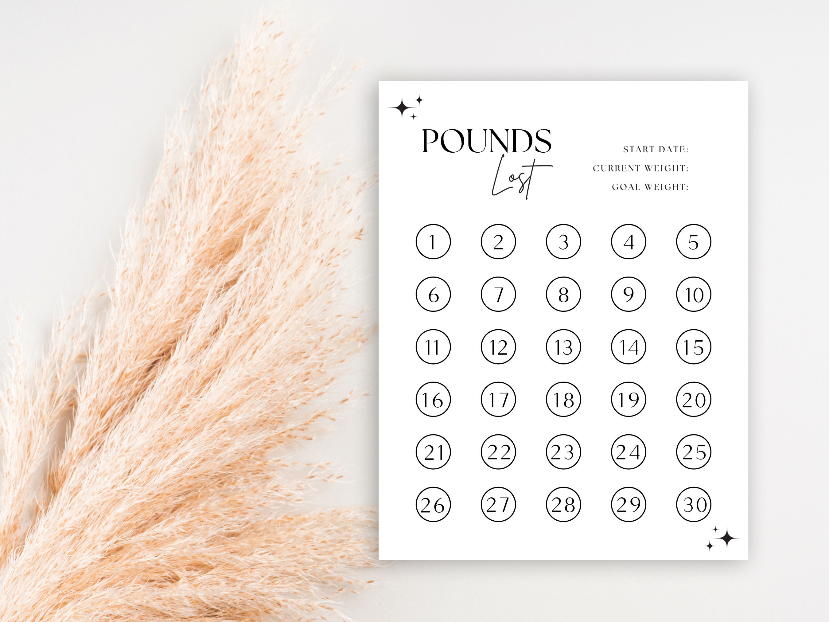 Printable Weight Loss Tracker, 30lbs, Pounds Lost Tracker, Weight ...