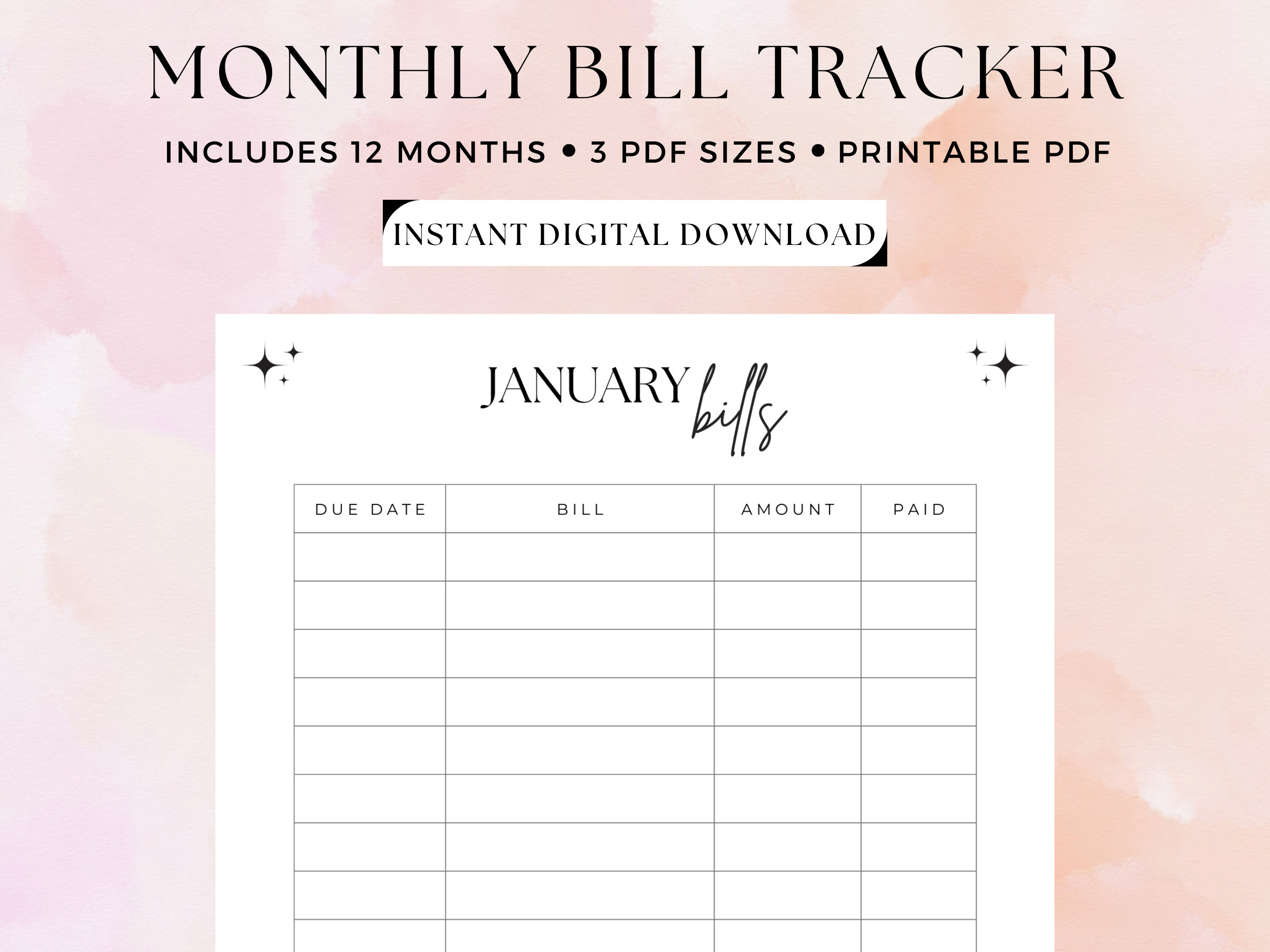 Monthly Bill Tracker, Income and Expense Tracker, Expense Tracker ...