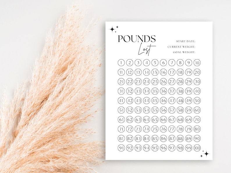 Printable Weight Loss Tracker, 100lbs, Pounds Lost Tracker, Weight ...