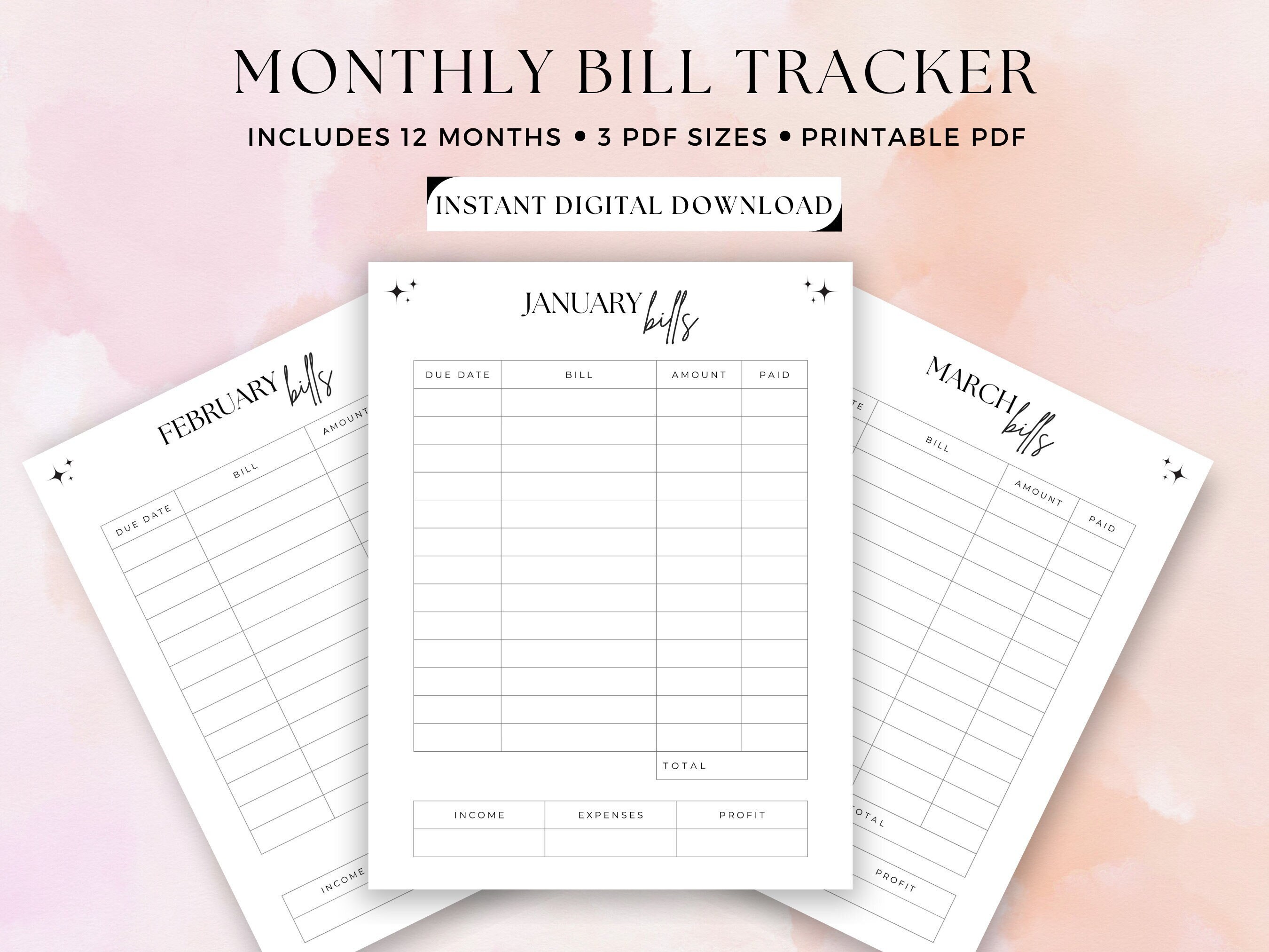 Monthly Bill Tracker, Income and Expense Tracker, Expense Tracker ...