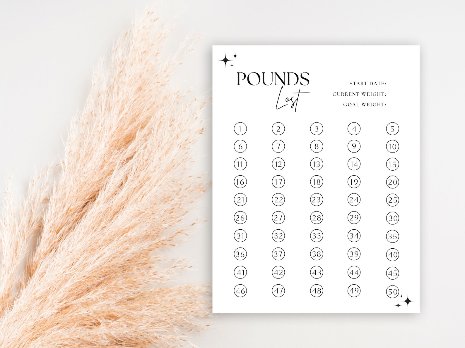 Printable Weight Loss Tracker, 50lbs, Pounds Lost Tracker, Weight ...