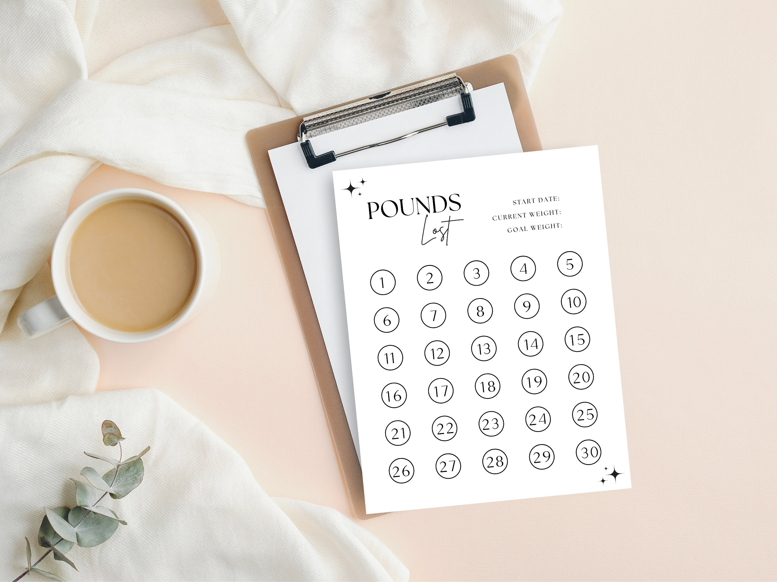 Printable Weight Loss Tracker, 30lbs, Pounds Lost Tracker, Weight ...