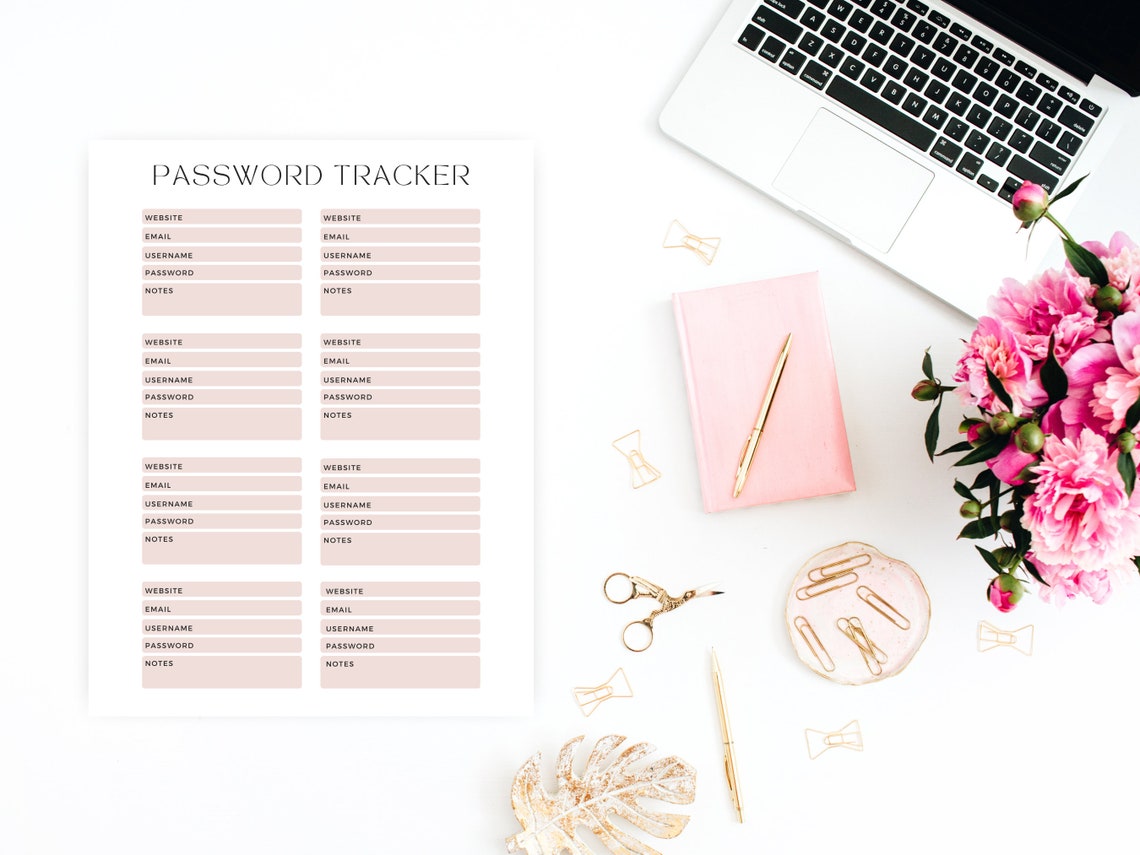 Printable Password Tracker, Password Tracker Printable, Digital ...
