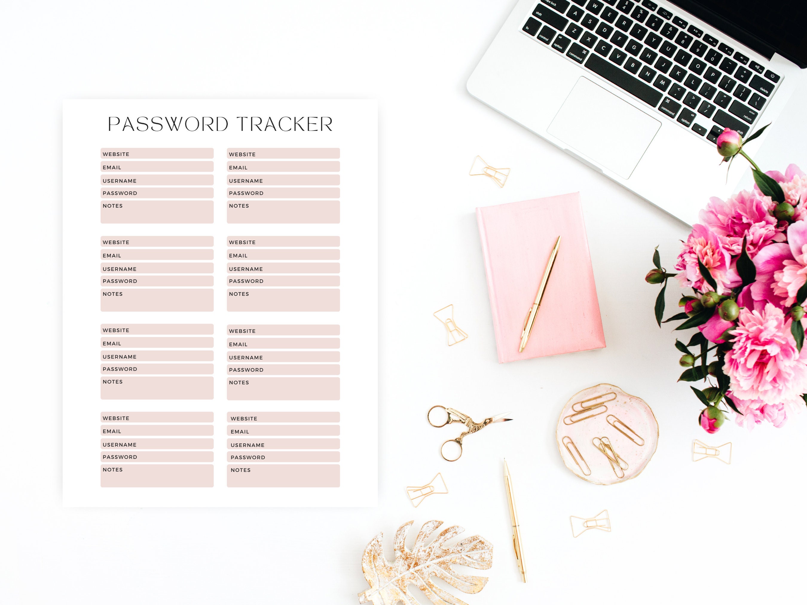 Printable Password Tracker, Password Tracker Printable, Digital ...