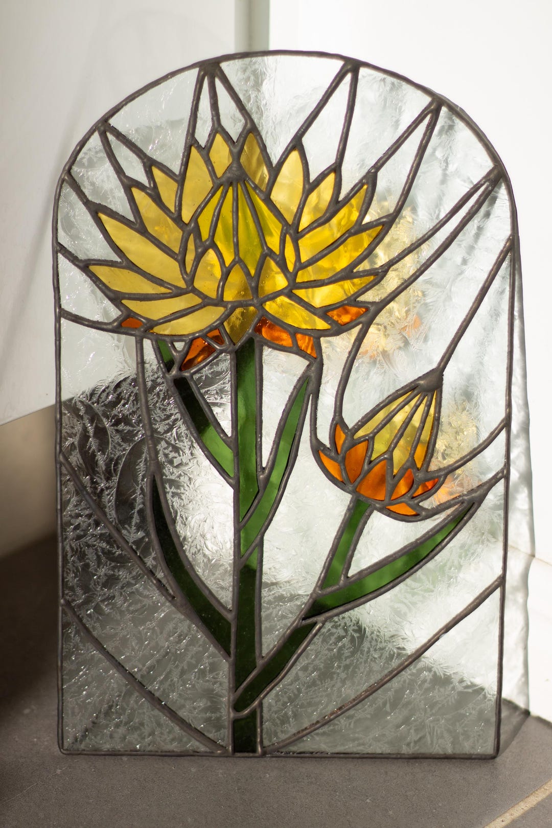 Everlasting Daisy Stained Glass Panel - Etsy