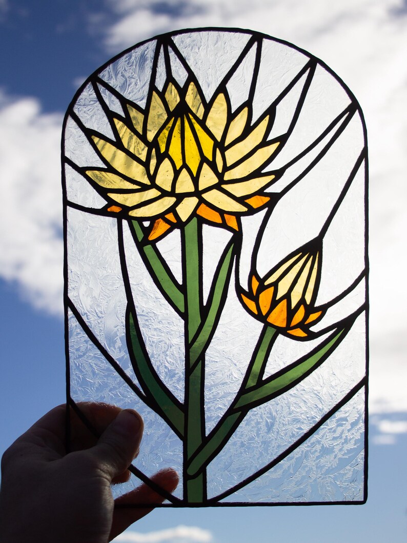 Everlasting Daisy Stained Glass Panel - Etsy