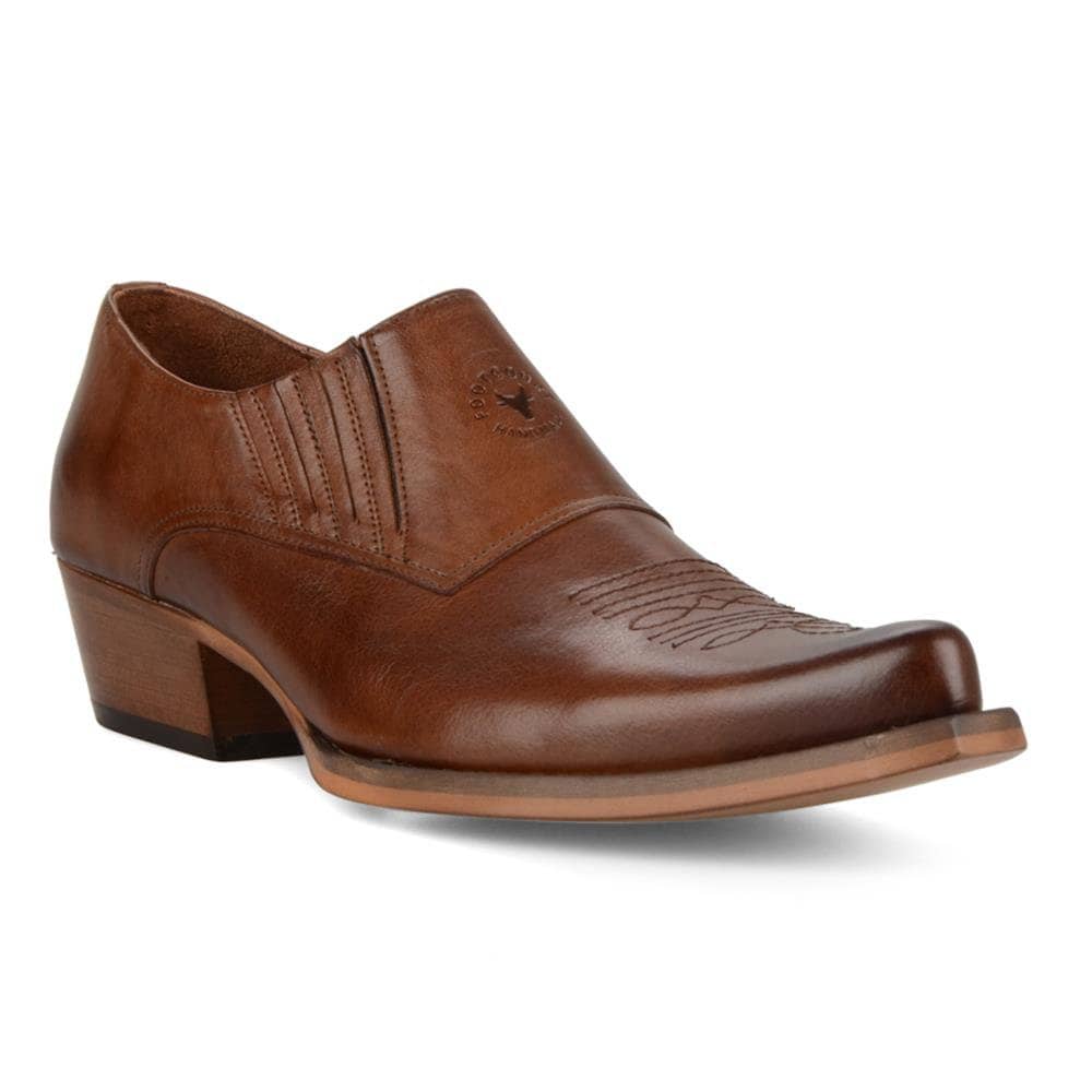 Footcourt- Tan Cowboy Shoes Western Embroidered Boots Genuine Leather ...