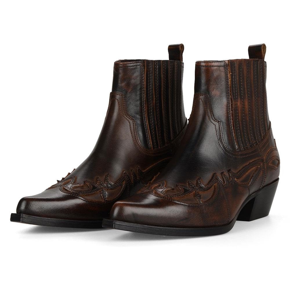 Footcourt Brown Cowboy Ankle Boots Women Western Motorcycle Boots Best ...