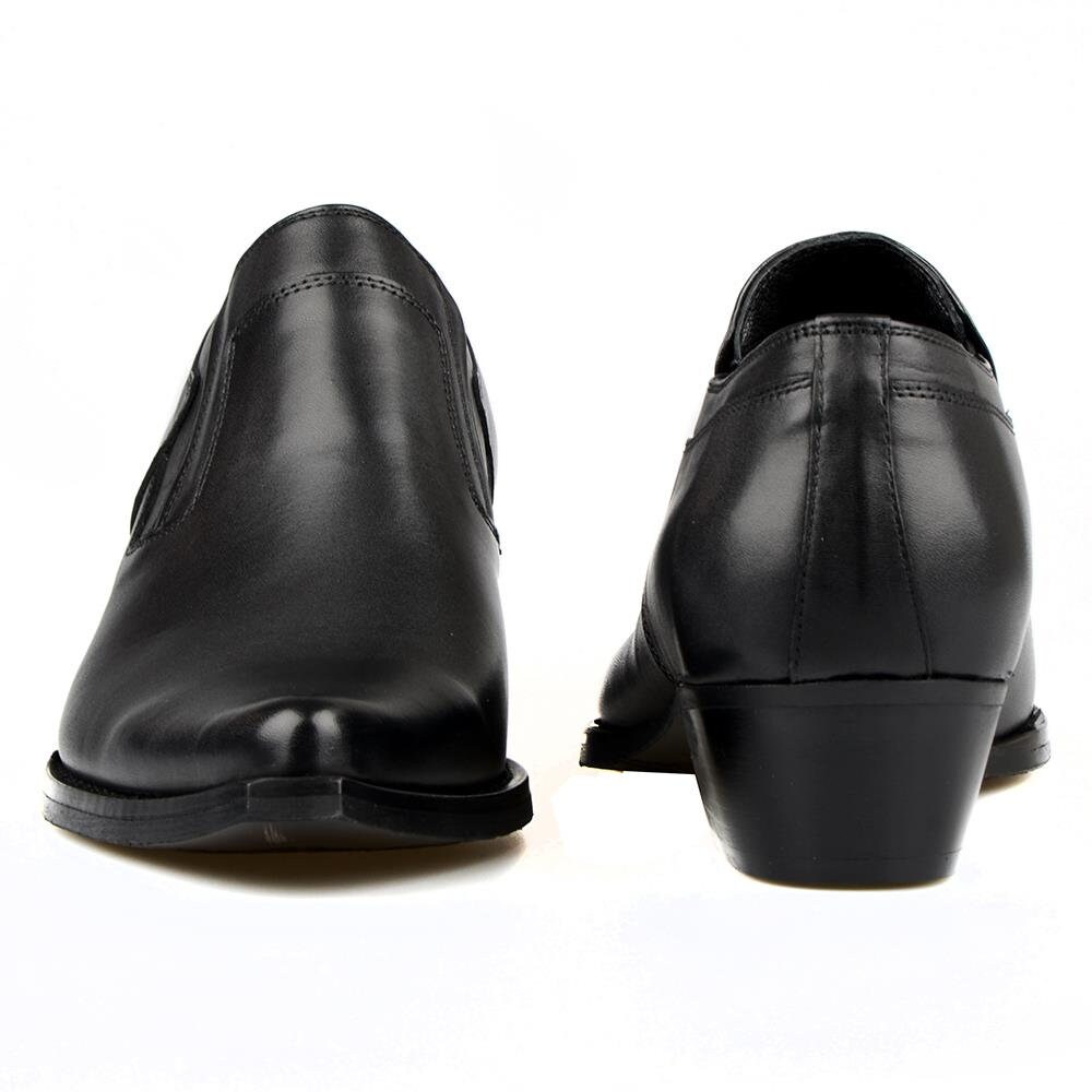 Footcourt- Black Cowboy Shoes for Men Genuine Leather Western Style ...