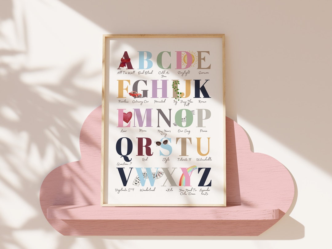 Taylor Swift Alphabet Poster Printable Wall Art Digital - Etsy UK
