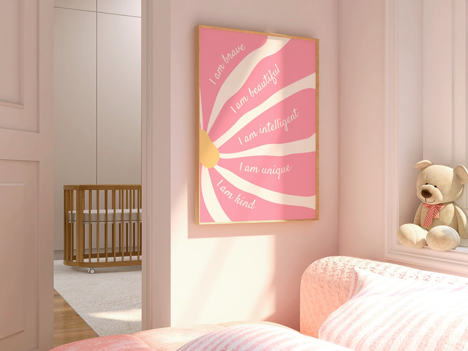 Positive Affirmations Poster Pink Printable Wall Art Digital Download ...