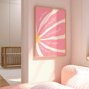 Positive Affirmations Poster Pink Printable Wall Art Digital Download ...