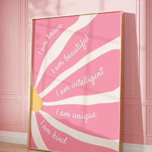 Positive Affirmations Poster Pink Printable Wall Art Digital Download ...