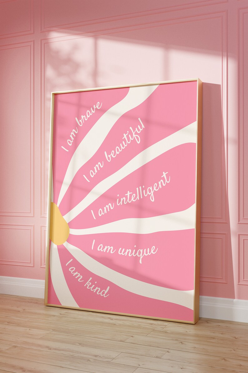 Positive Affirmations Poster Pink Printable Wall Art Digital Download ...