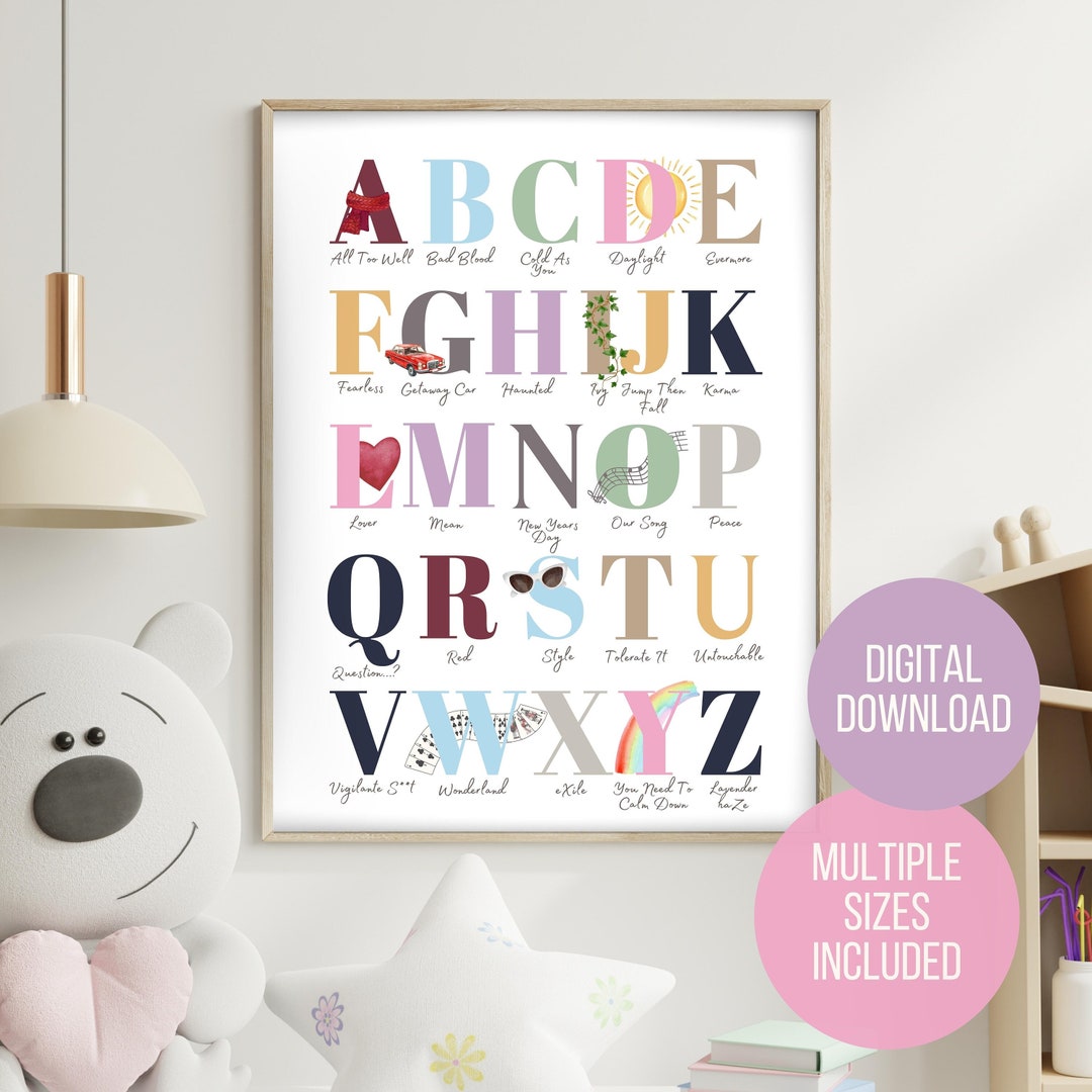 Taylor Swift Alphabet Poster Printable Wall Art Digital - Etsy Canada