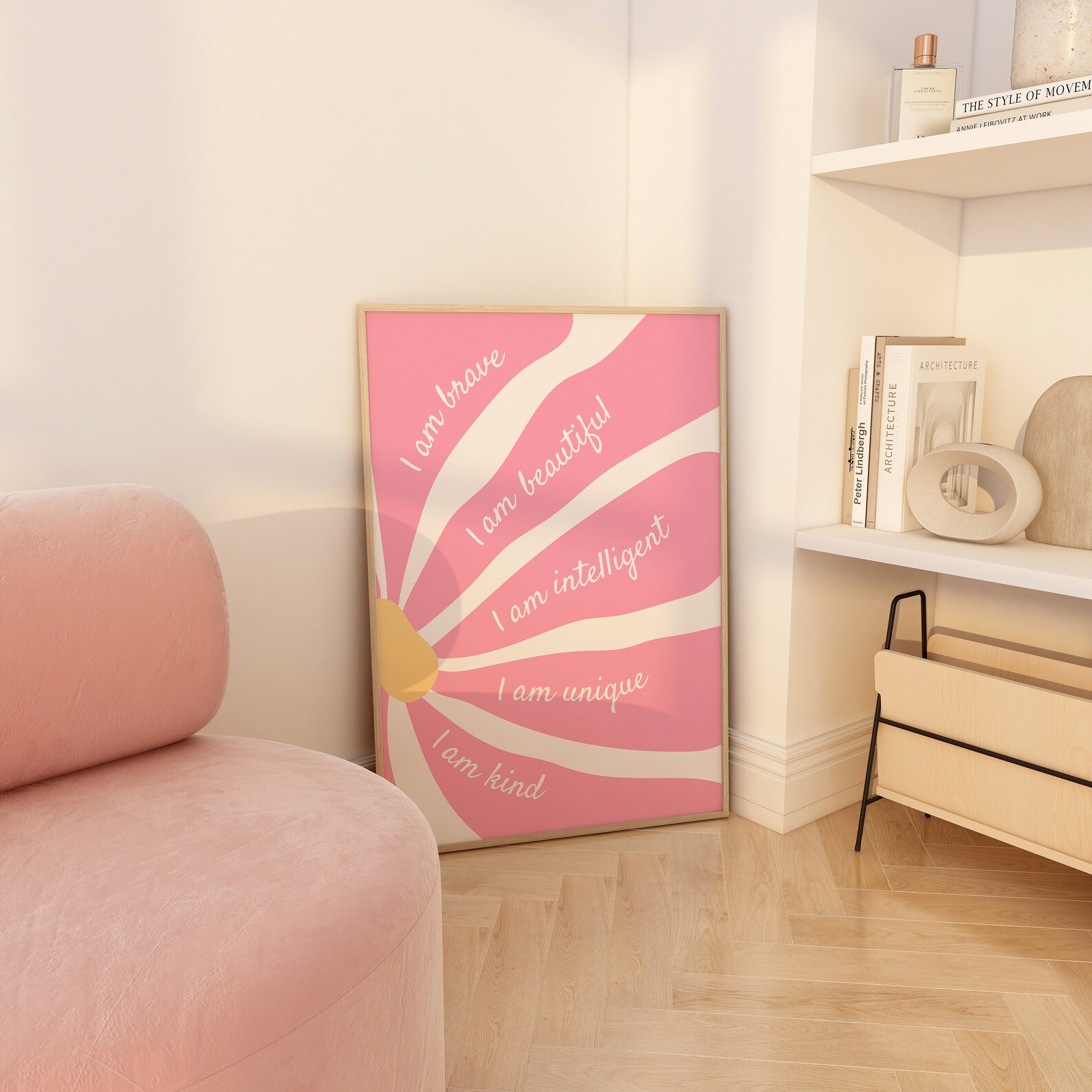 Positive Affirmations Poster Pink Printable Wall Art Digital Download ...