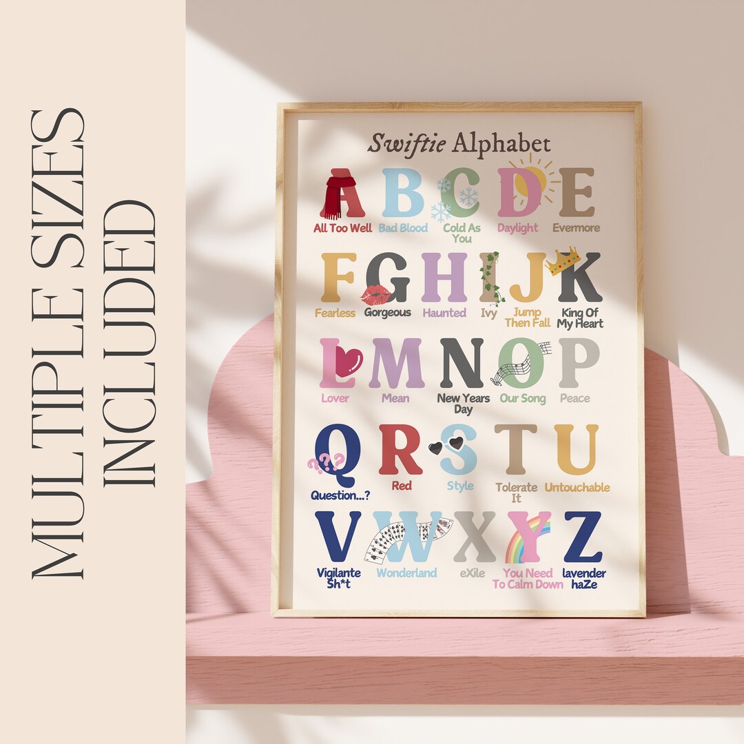 Alphabet Swiftie Poster Explicit Version Printable Wall Art Digital ...