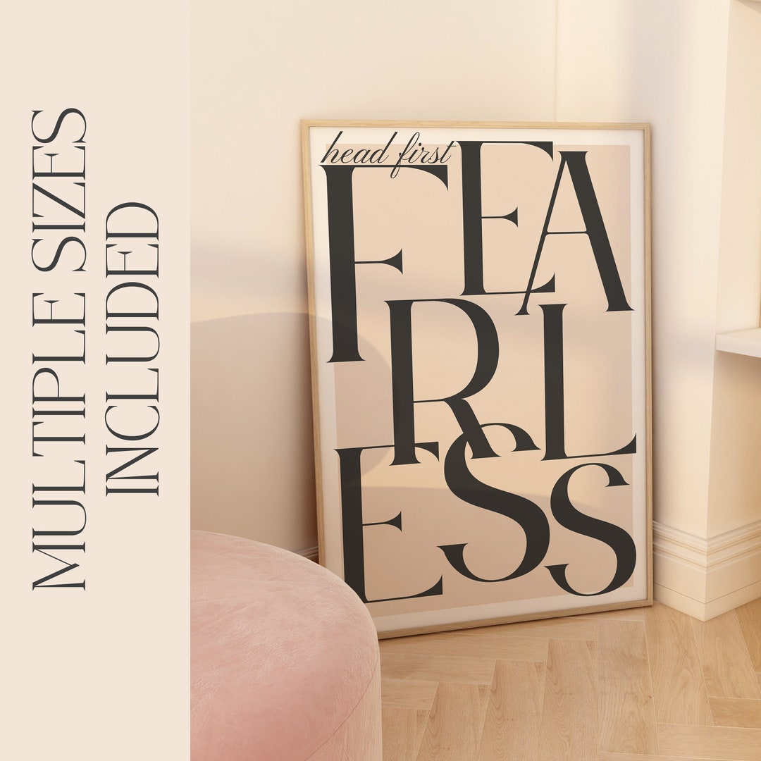 Fearless Beige Poster Printable Wall Art Digital Download Print at Home ...
