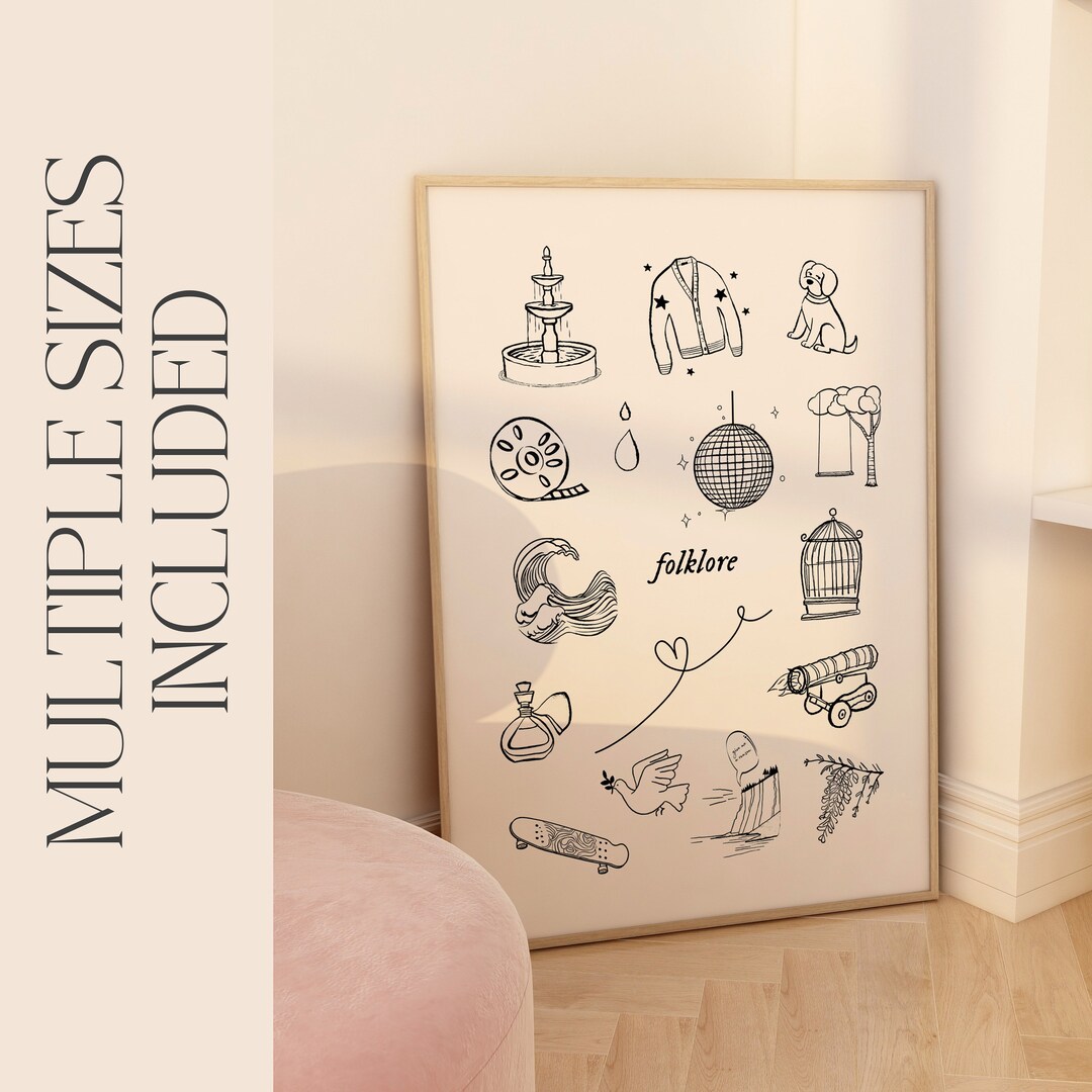 Folklore Song Track List Doodles Poster Printable Wall Art Digital ...