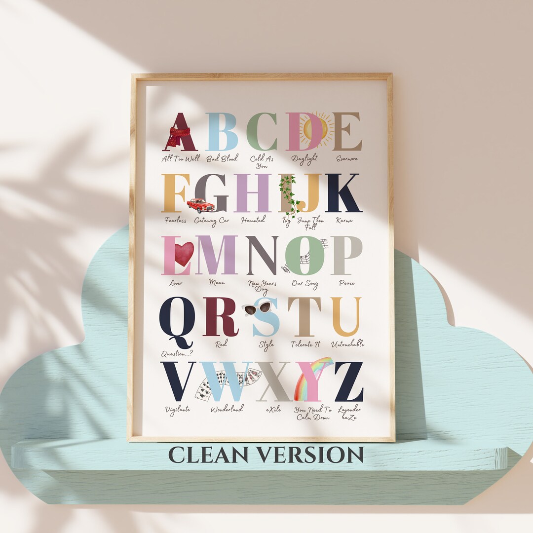 Taylor Swift Alphabet Poster Printable Wall Art Digital - Etsy Canada