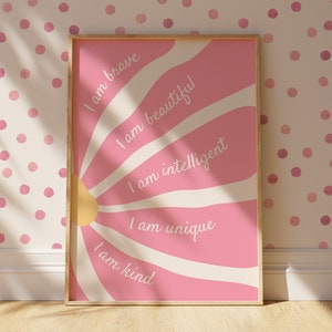 Positive Affirmations Poster Pink Printable Wall Art Digital Download ...
