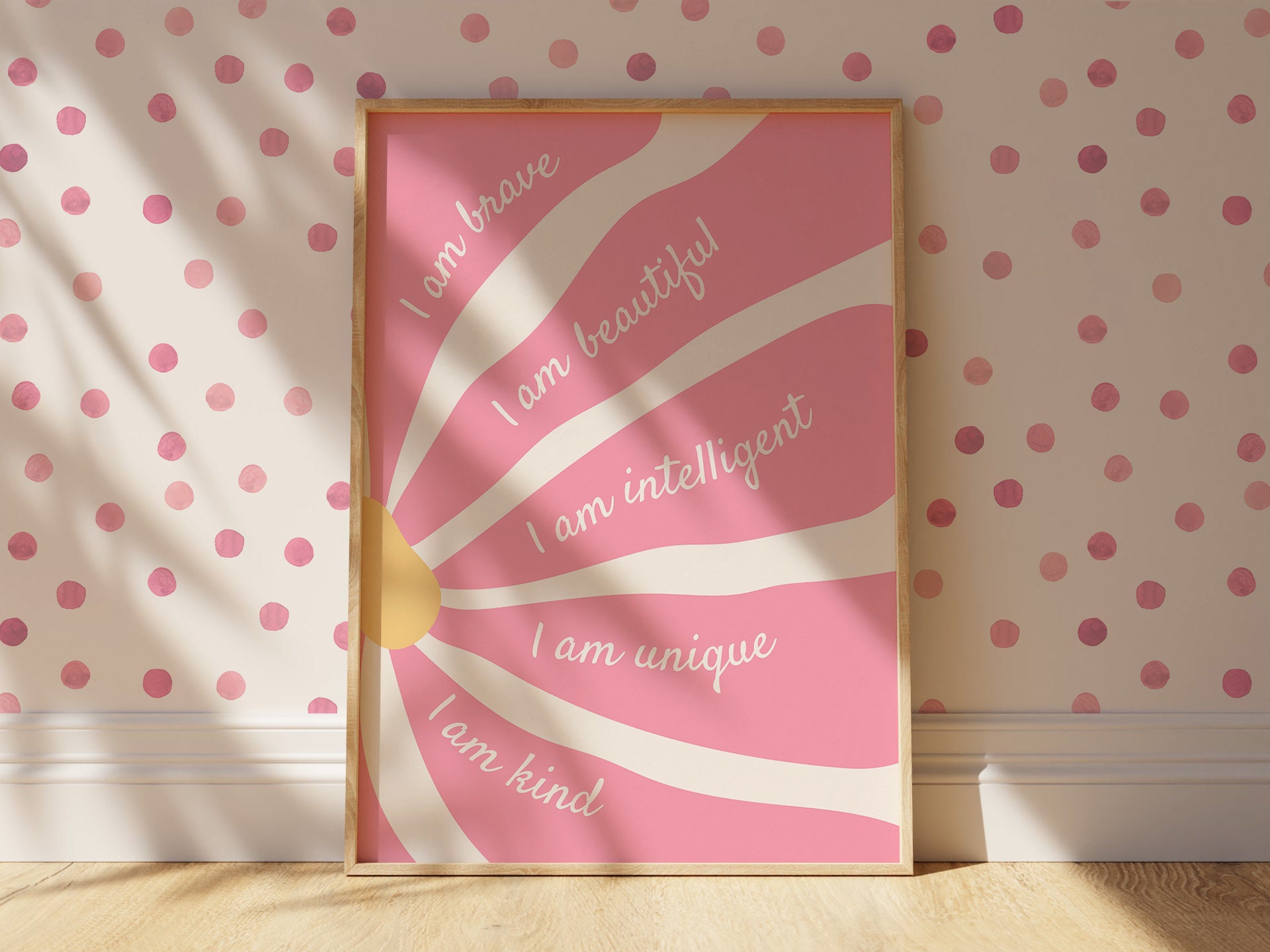 Positive Affirmations Poster Pink Printable Wall Art Digital Download ...