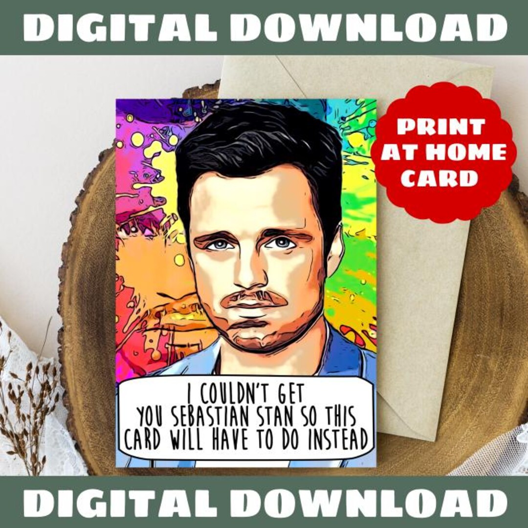 Sebastian Stan Birthday Card, Funny Birthday Card, Digital Download ...