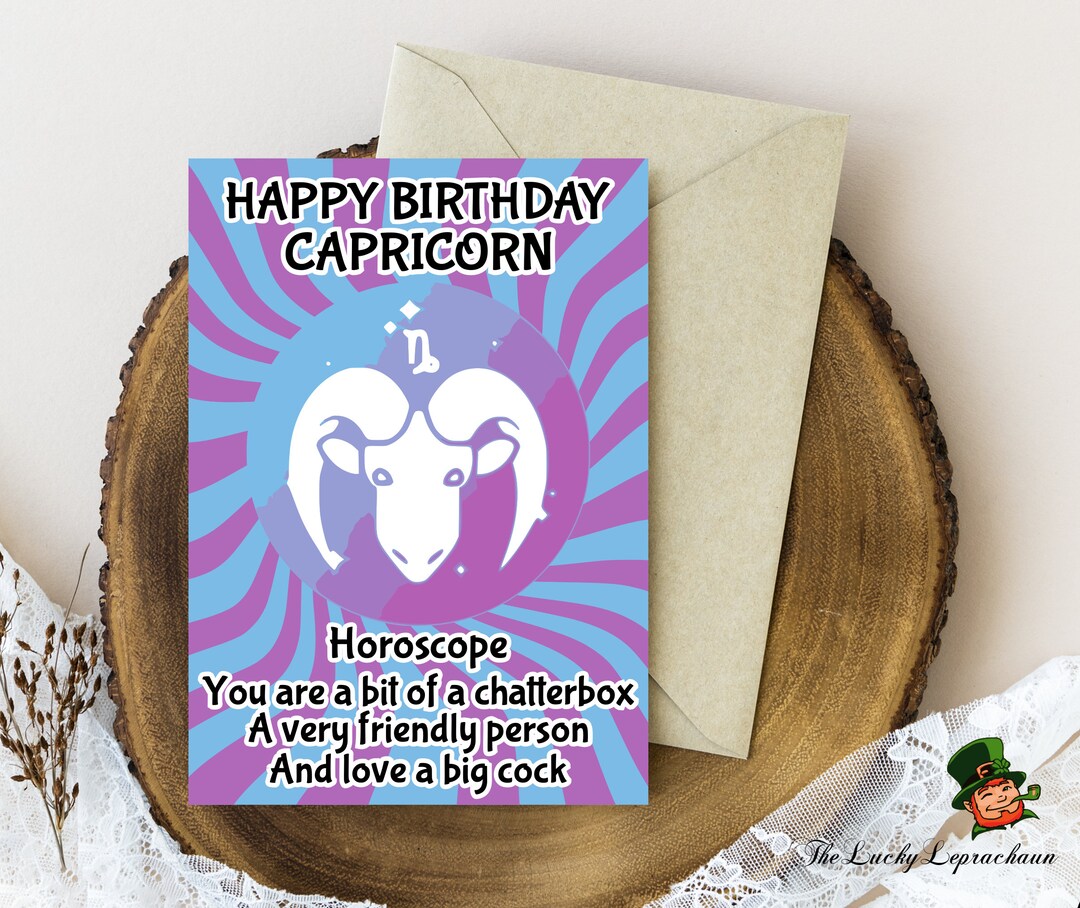 Capricorn Card, Funny Birthday Card, Card for Him Her, Old Age Card ...