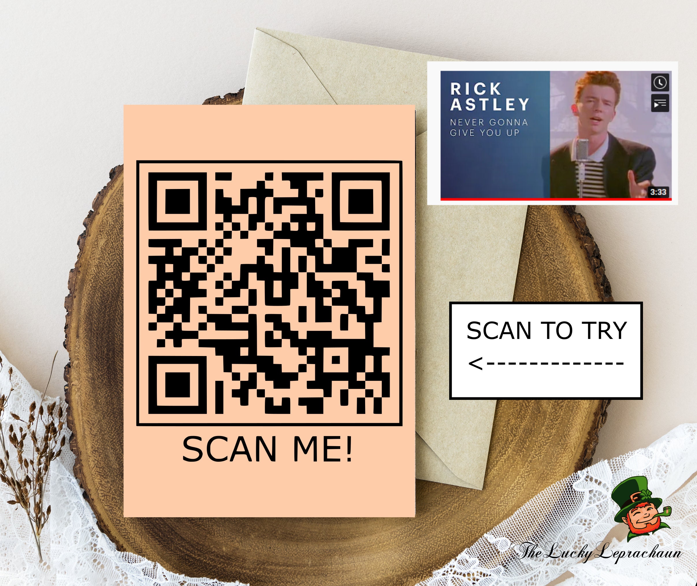 Scan Me Birthday Card, Funny Birthday Card, QR Code Card, Rick Astley ...