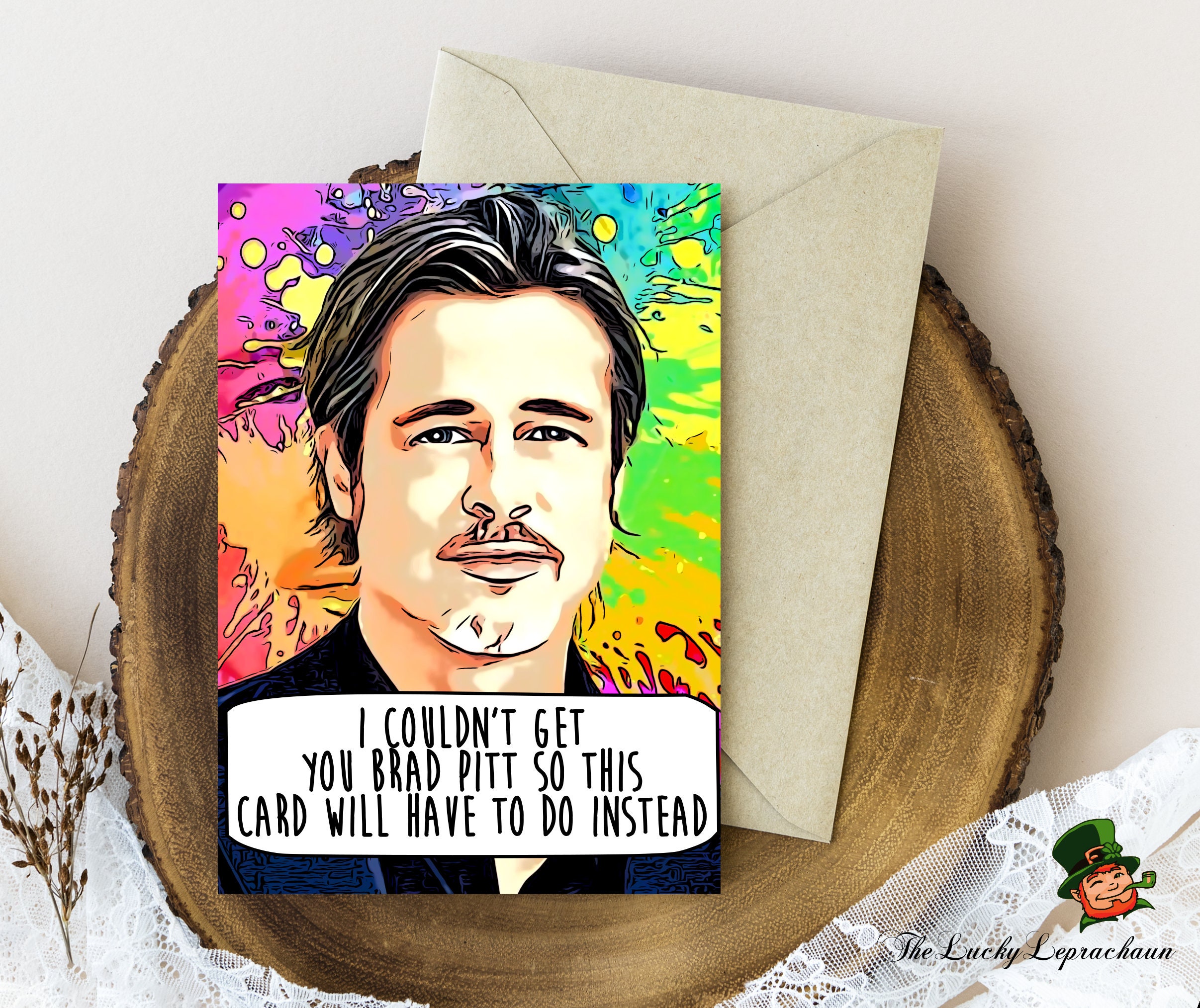 Brad Pitt Birthday Card Funny Birthday Card - Etsy