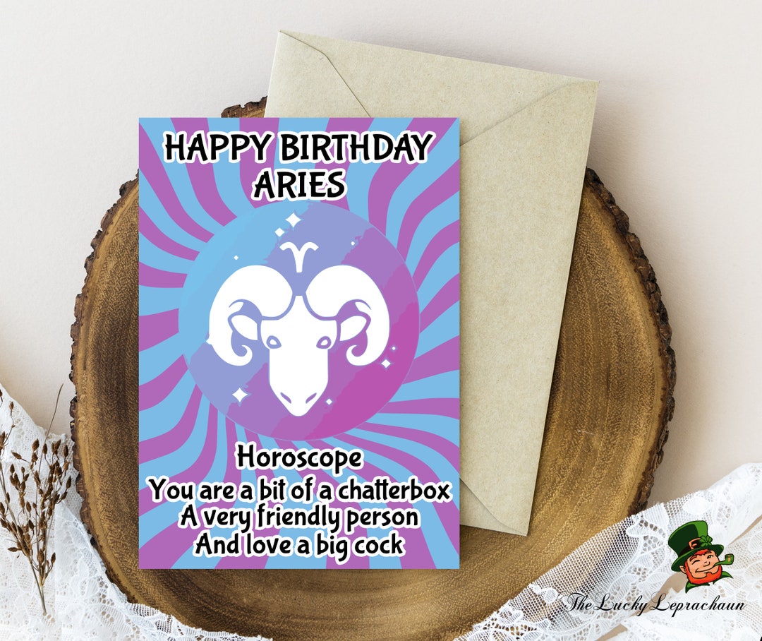 Aries Card, Funny Birthday Card, Card for Him Her, Old Age Card, Horoscope Card - Etsy