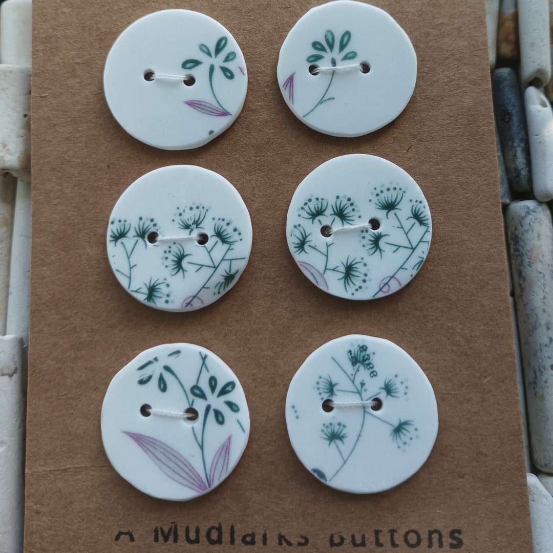 6 X Handmade Upcycled Vintage Plate Buttons. May A. - Etsy